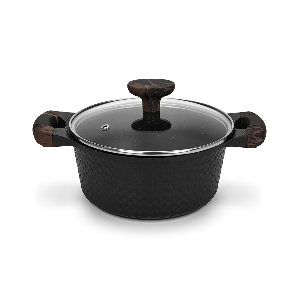 Каструля Fissman 20x9,3 см / 2,4 л EVOLUTION зі скляною кришкою литий алюміній з антипригарним ...