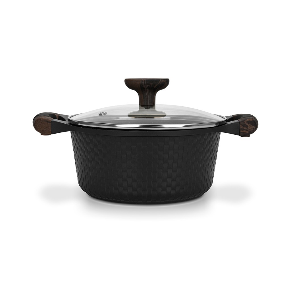 Каструля Fissman 20x9,3 см / 2,4 л EVOLUTION зі скляною кришкою литий алюміній з антипригарним ...